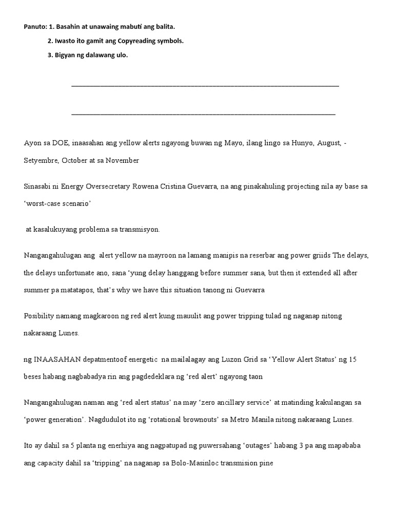 Practice Test Copyreading | PDF