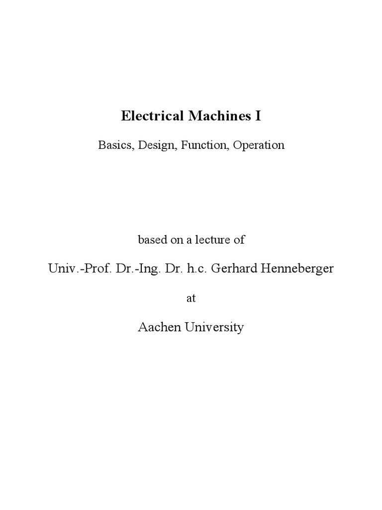 Gerhard Henneberger - Electrical Machines | PDF
