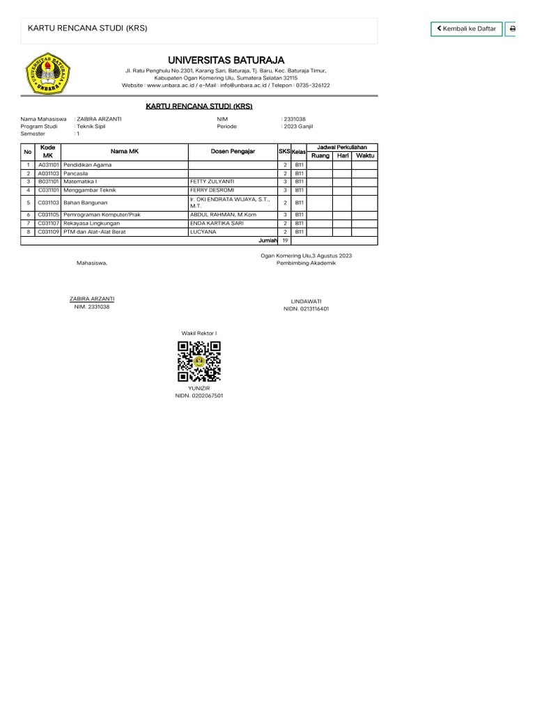 Kartu Rencana Studi (KRS) | PDF