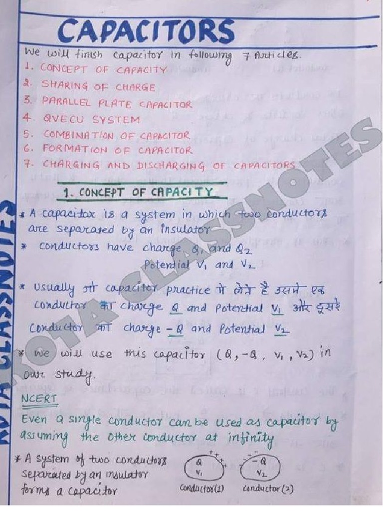 Capacitor (Kota Notes) | PDF