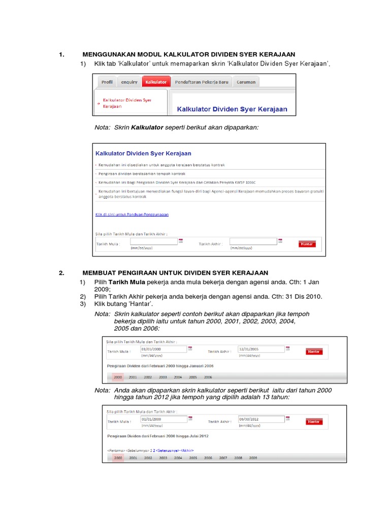 Panduan Kalkulator Dividen Syer Kerajaan | PDF | Bisnis | Komputer