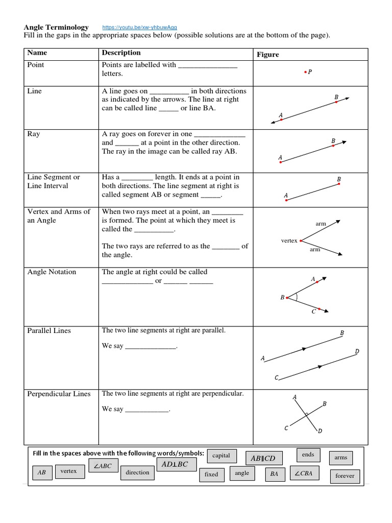 Mathematics-Angles Practice Questions and Key Asnwer + Links To Study ...