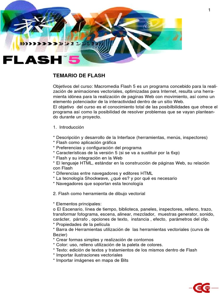 Temario Flash 5 | PDF | Adobe Flash | Animación