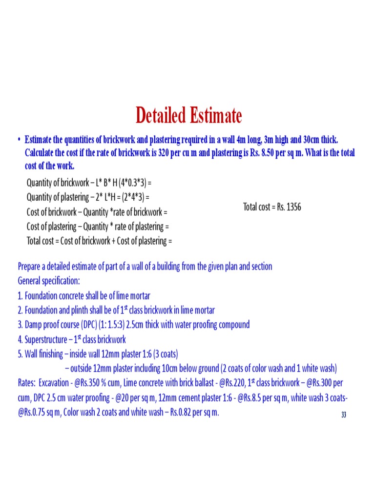 Detailed Estimate | PDF