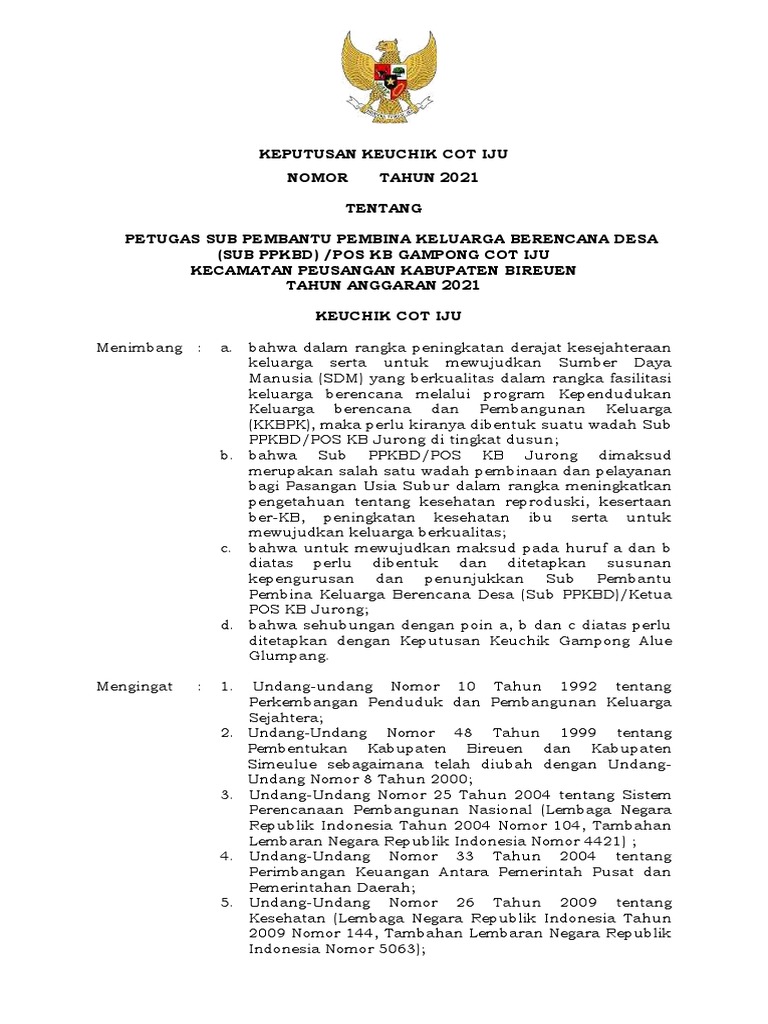 SK Sub PPKBD 2021 | PDF | Pengelolaan Keuangan & Uang | Ilmu Sosial