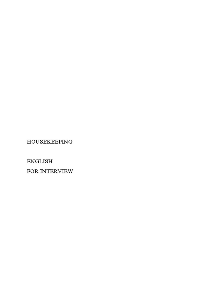 Housekeeping For Interview | PDF | Bathroom | Sink