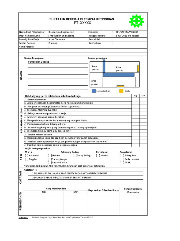 Work Permit Ketinggian | PDF