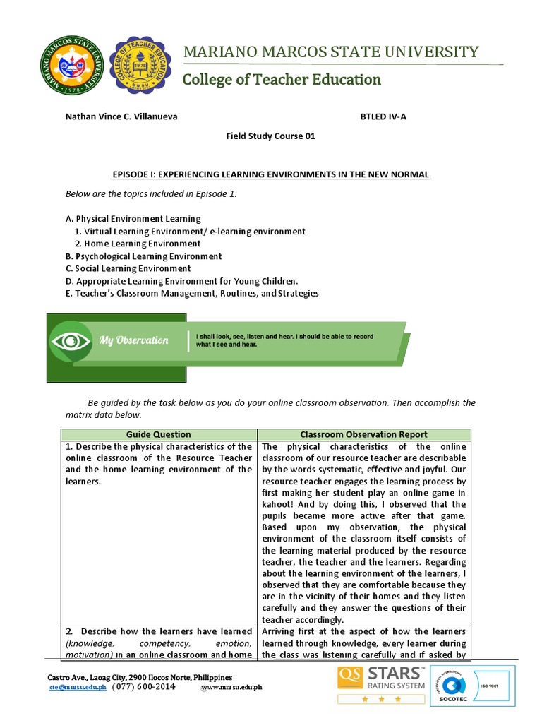 FS1 - Villanueva - Episode 1 | PDF