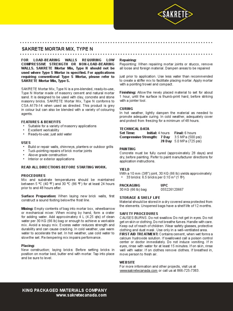 Homecrete Mortar Mix-Pds-En | PDF