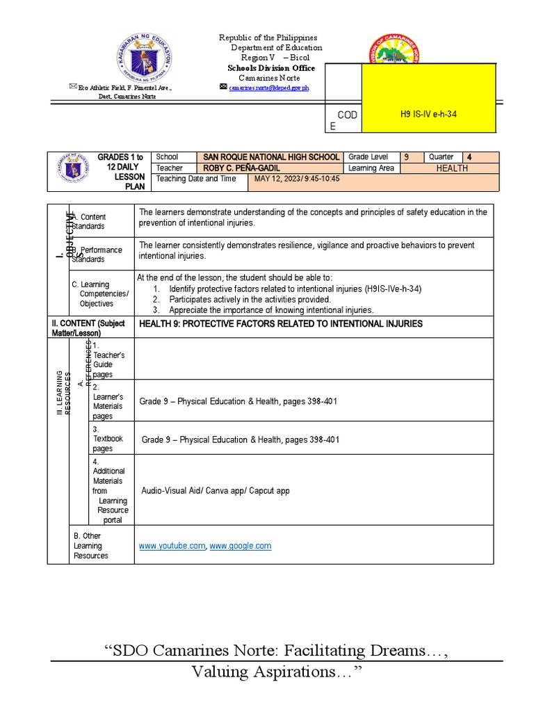 Health 9 Cot 2 DLP | PDF