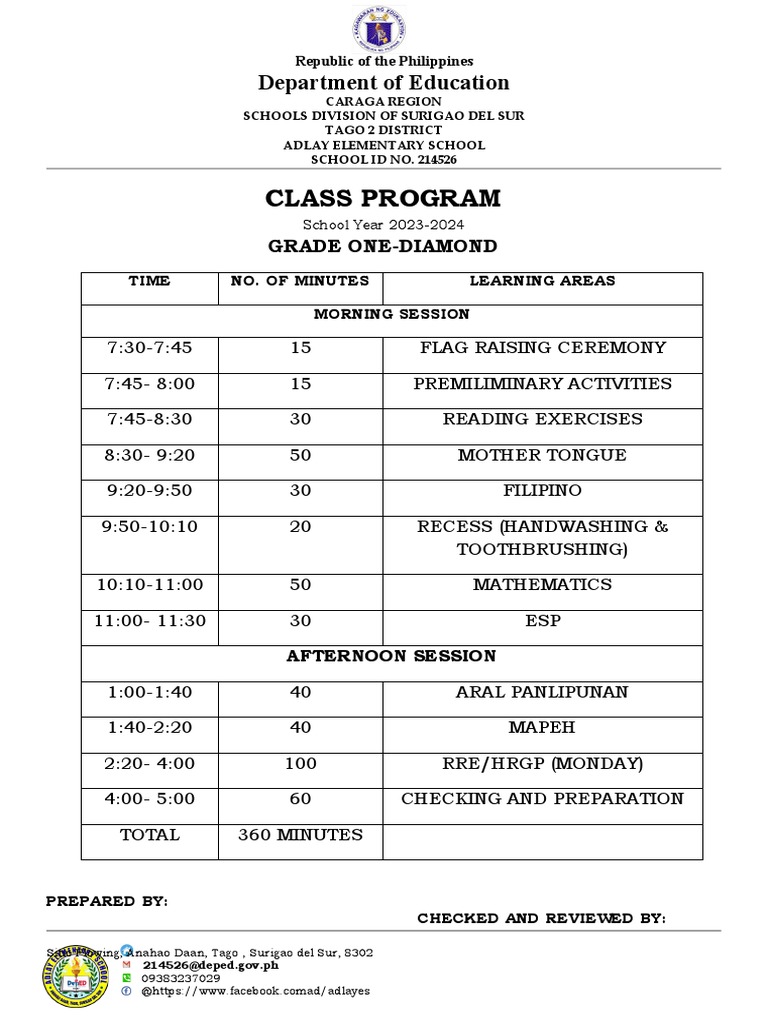 Class-Program-2023-2024 Adlay | PDF