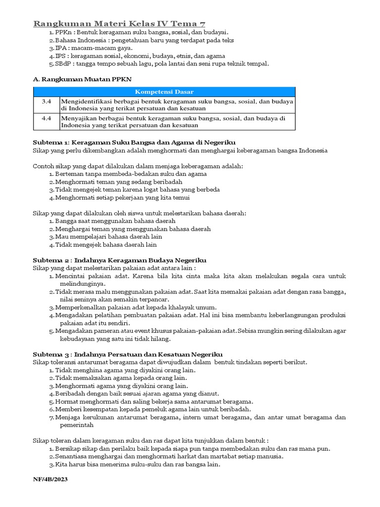 Modul Tema 7 Kelas 4B | PDF | Kajian Bahasa Asing