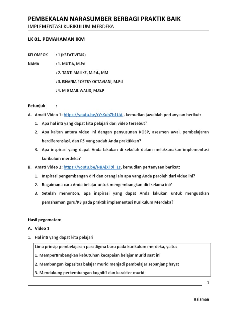 Kel.1-LK.02. - Pemahaman Dan Penguatan IKM | PDF