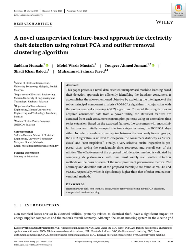 Robpca Based NTL Detection Saddam Hussain | PDF | Cluster Analysis | Receiver Operating ...