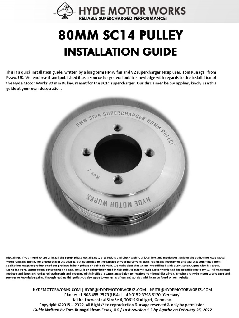 HMW 80mm Pulley Installation Guide - 26 Feb 2022 | PDF | Drill ...