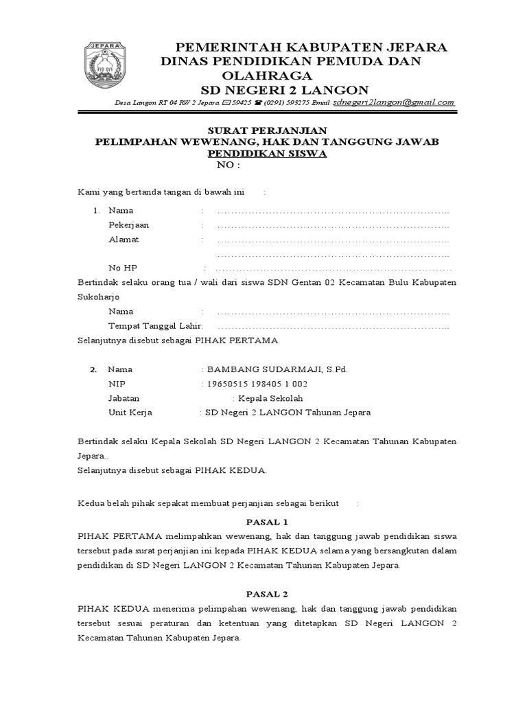 MoU Dengan Wali Murid | PDF