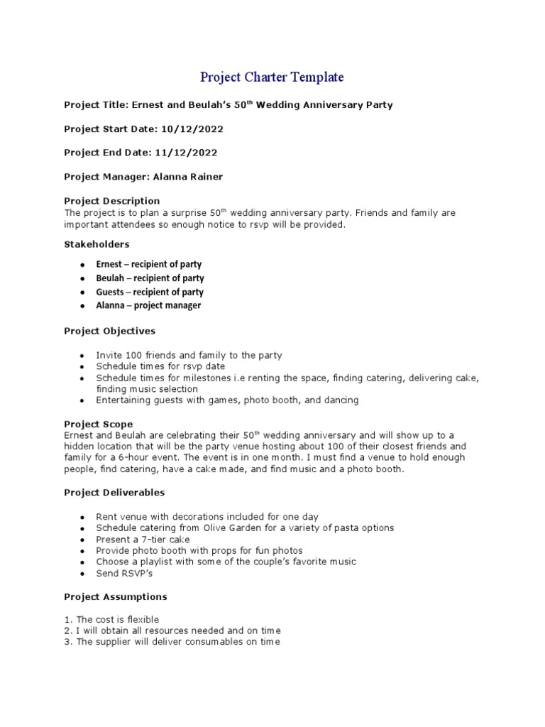 Sample Charter Wedding Anniversary | PDF