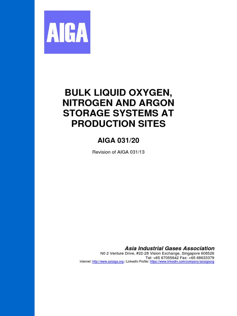 AIGA 31 20 Bulk Liquid Oxygen Nitrogen and Argon Storage Systems at ...