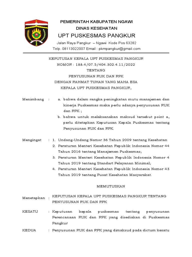 SK Penyusunan Ruk RPK Fix | PDF | Bisnis | Pengelolaan Keuangan & Uang