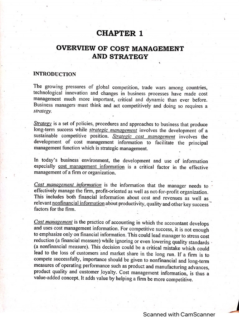Strategic Cost Accounting Chapter 1-4 | PDF