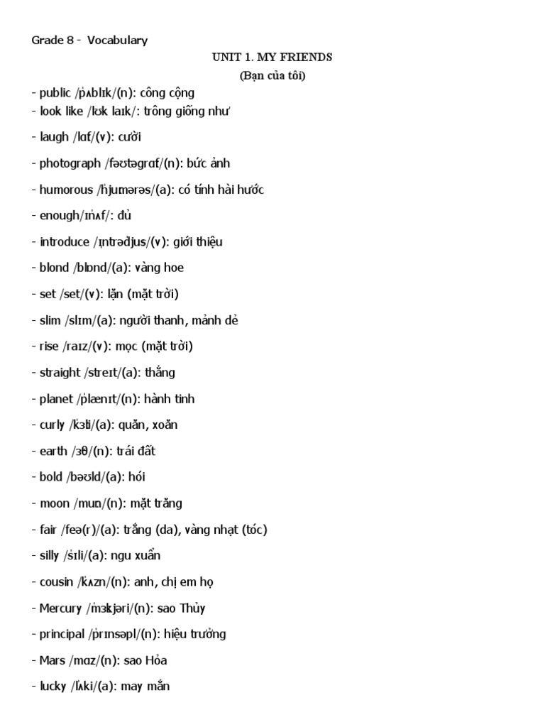 Grade 8 Vocabulary Full | PDF