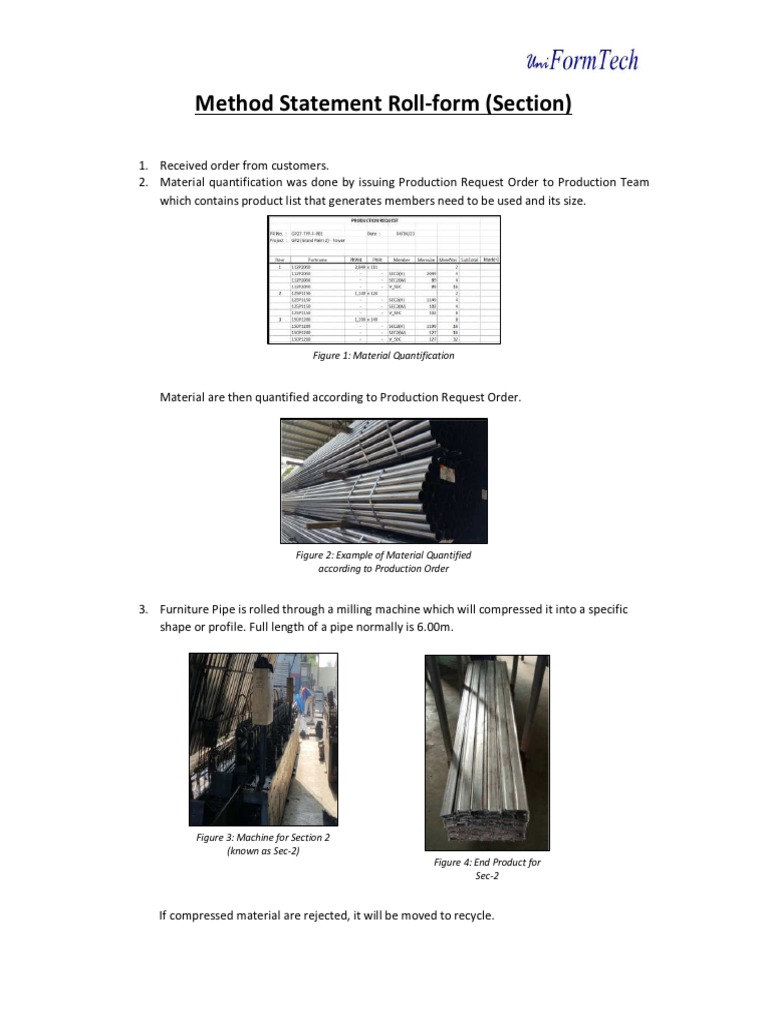 Method Statement Rollform Sec2 | PDF