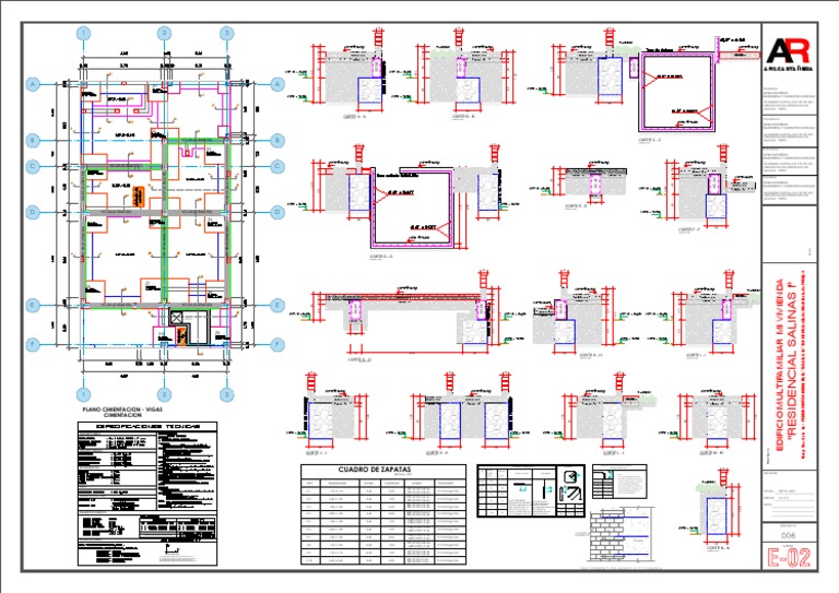 Cuadro de Zapatas: Plano Cimentacion - Vigas Cimentacion | PDF