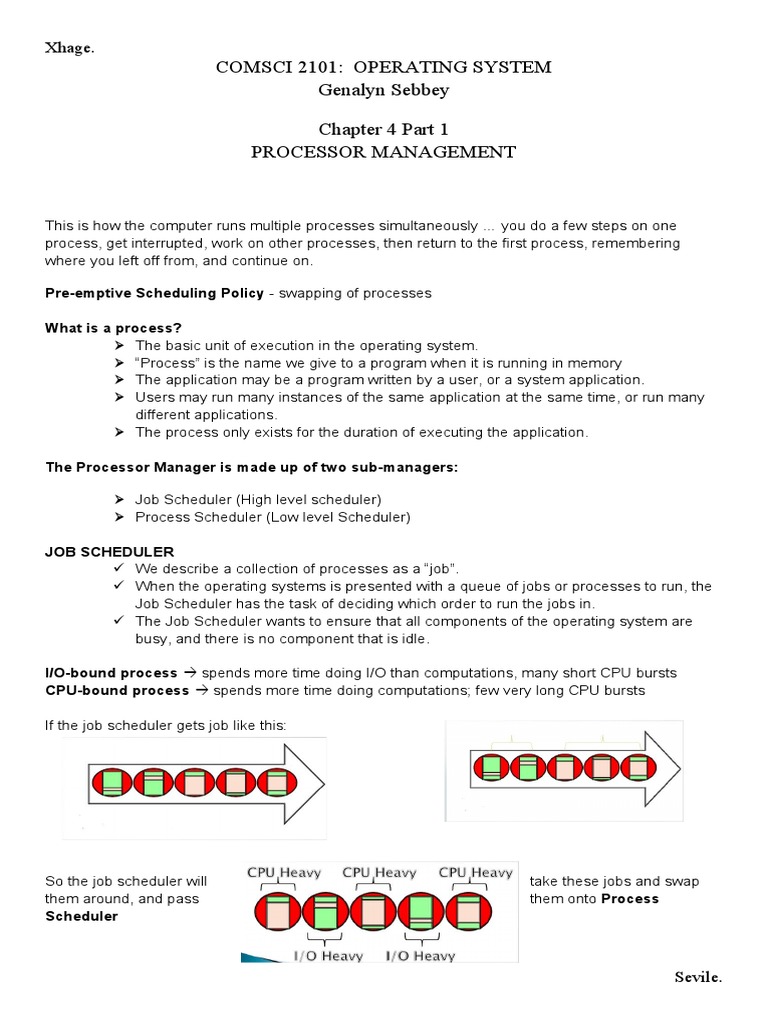 Comsci 2101 Chapter 4 Part 1 | PDF | Scheduling (Computing) | Process (Computing)
