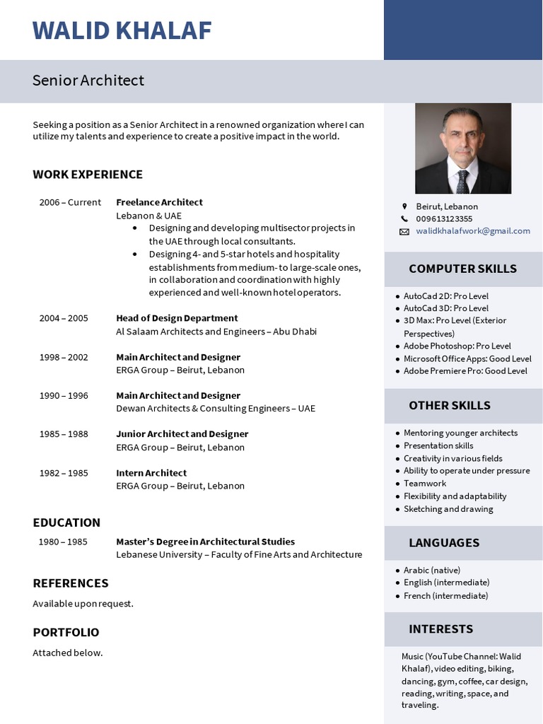 0 Walid Khalaf CV Coverletter Portfolio | PDF