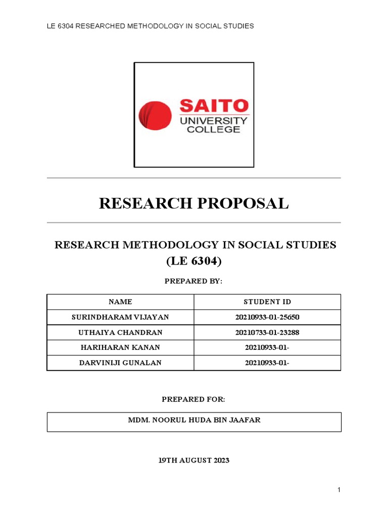 RESEARCH PROPOSAL RMS (1) .Docx Reedited | PDF | Adolescence | Gang