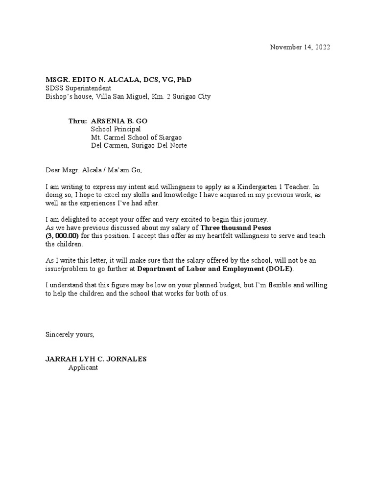 Letter of Intent (Volunteer) | PDF