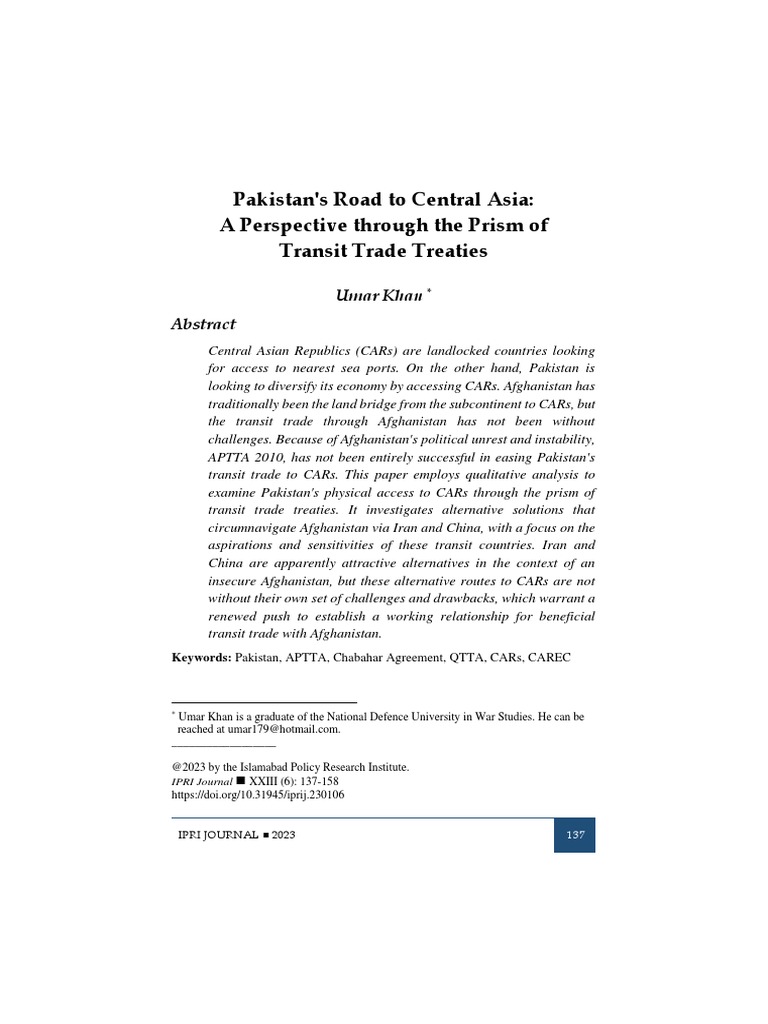 Article 6 IPRI Journal XXIII I Umar Khan JUNE 27 | PDF