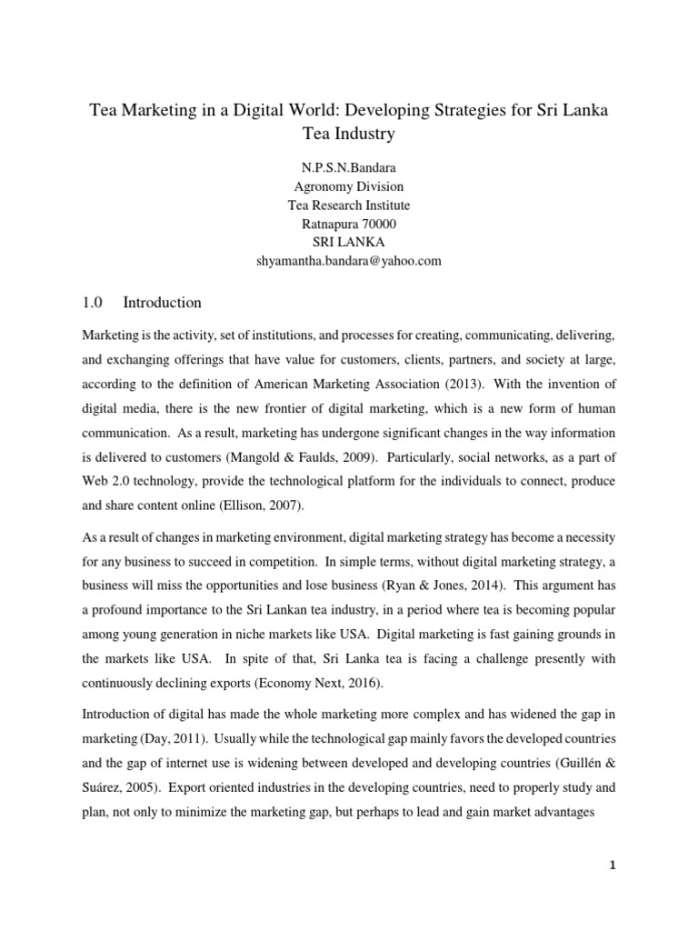 Digital Marketing Strategies for Tea Industry | PDF