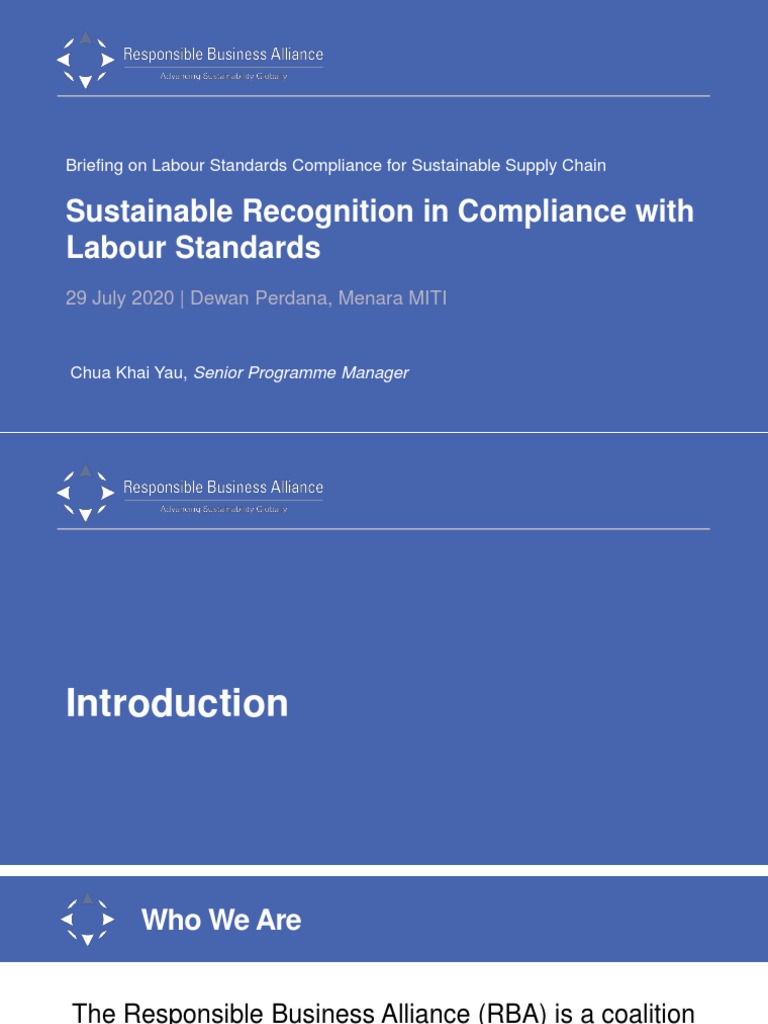 RBA Presentation - Sustainable Recognition in Compliance With Labour ...
