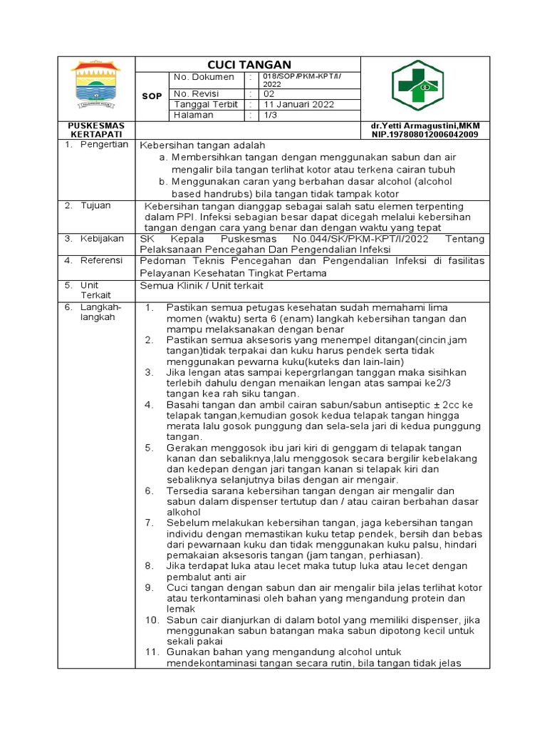 Sop Cuci Tangan, Apd, & Penempatan Pasien (23) 2022 | PDF