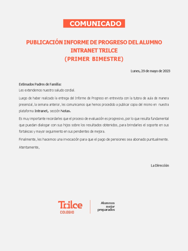 Comunicado-Publicación Informe de Progreso-Ib | PDF
