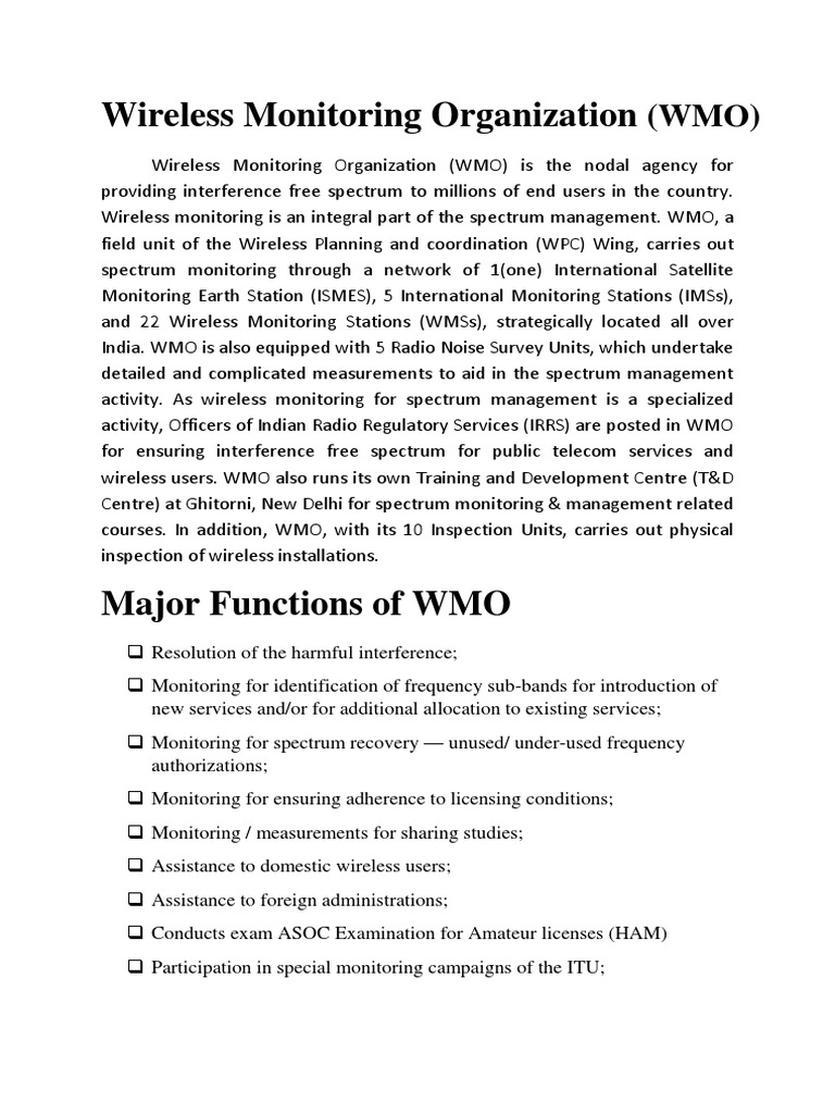 WMO Its Functions, Contact Details Etc | PDF