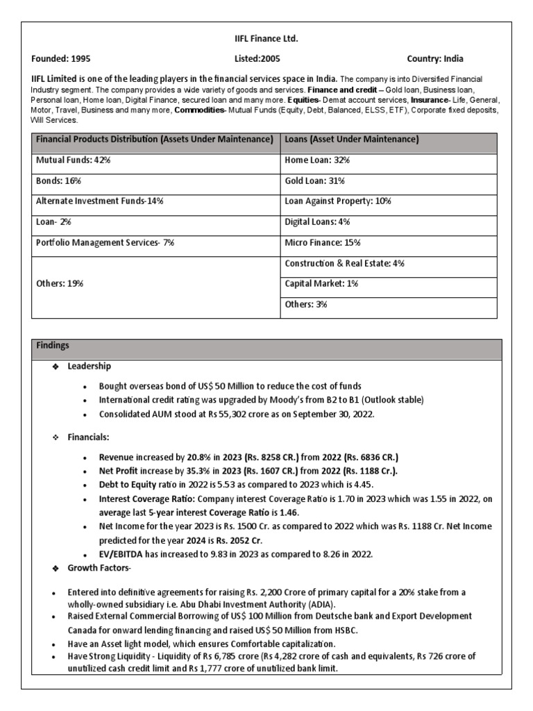 IIFL Finance 2023 Financial Growth Analysis | PDF | Business | Finance ...
