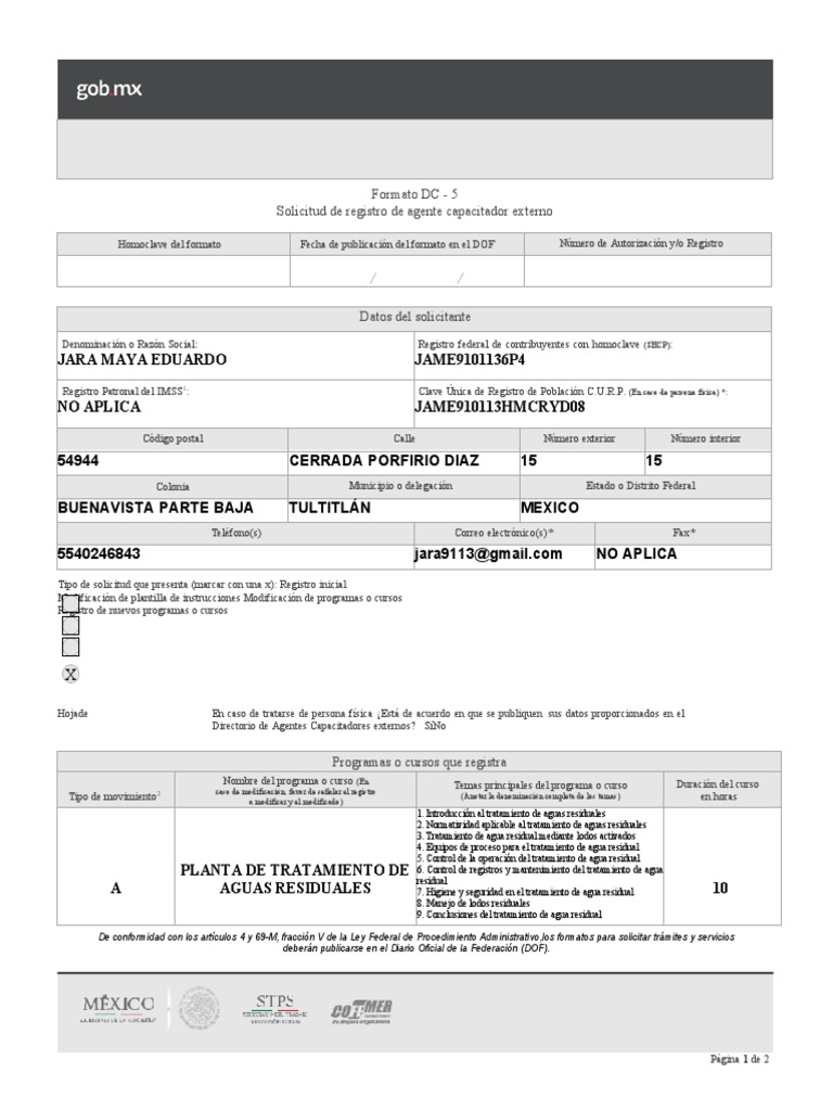 Stps Formato DC 5 | PDF