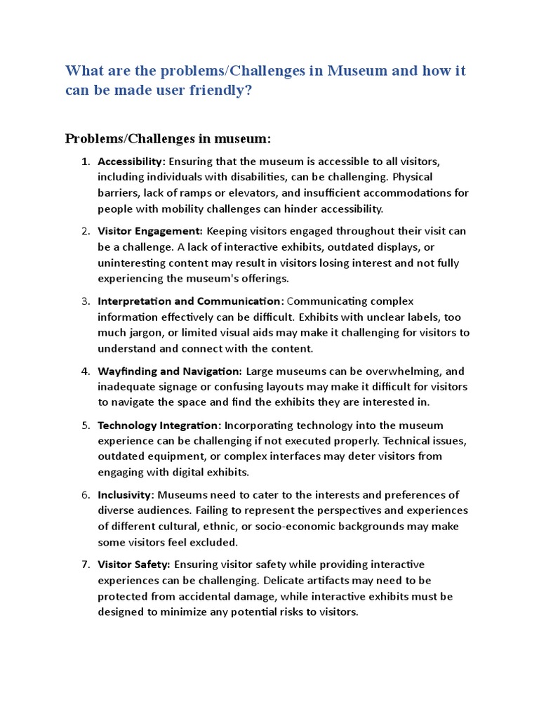 What Are The Problems | PDF | Museum | Accessibility