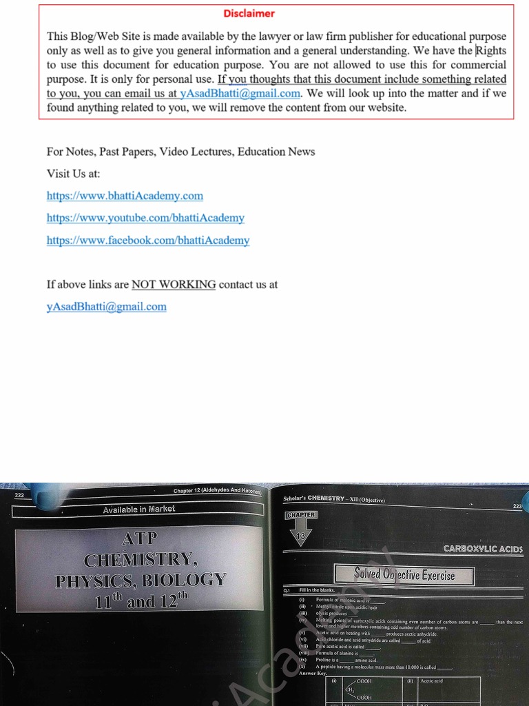 13 - BhattiAcademy - Com - Chemistry - 5. Scholar Series (Obj) | PDF | Acid | Ester