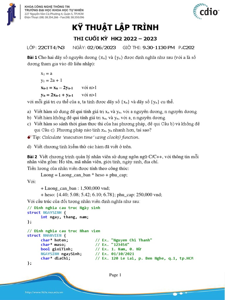 KTLT FinalExam 22CTT4 | PDF