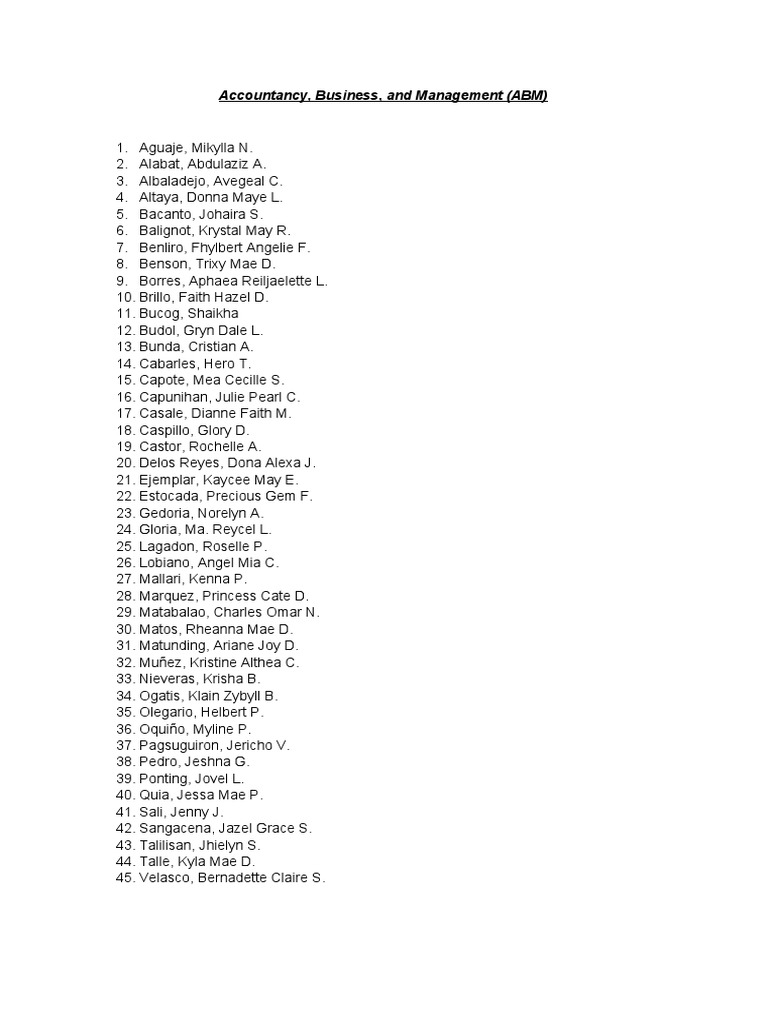 Accountancy, Business, and Management (ABM) | PDF