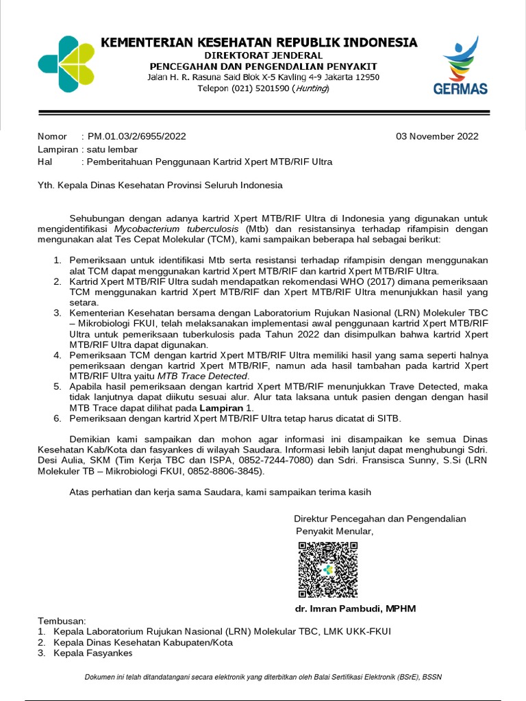 Verbal 6955 - Penggunaan Kartrid Xpert MTBRIF Ultra | PDF