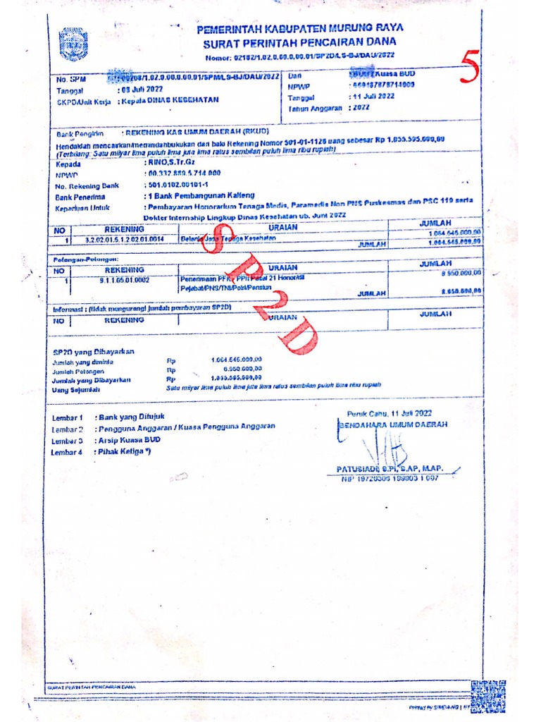 sp2d-spm Juni 2022 | PDF