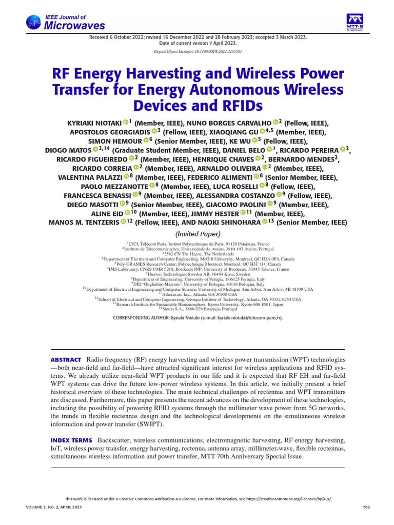 RF Energy Harvesting and Wireless Power Transfer For Energy Autonomous ...