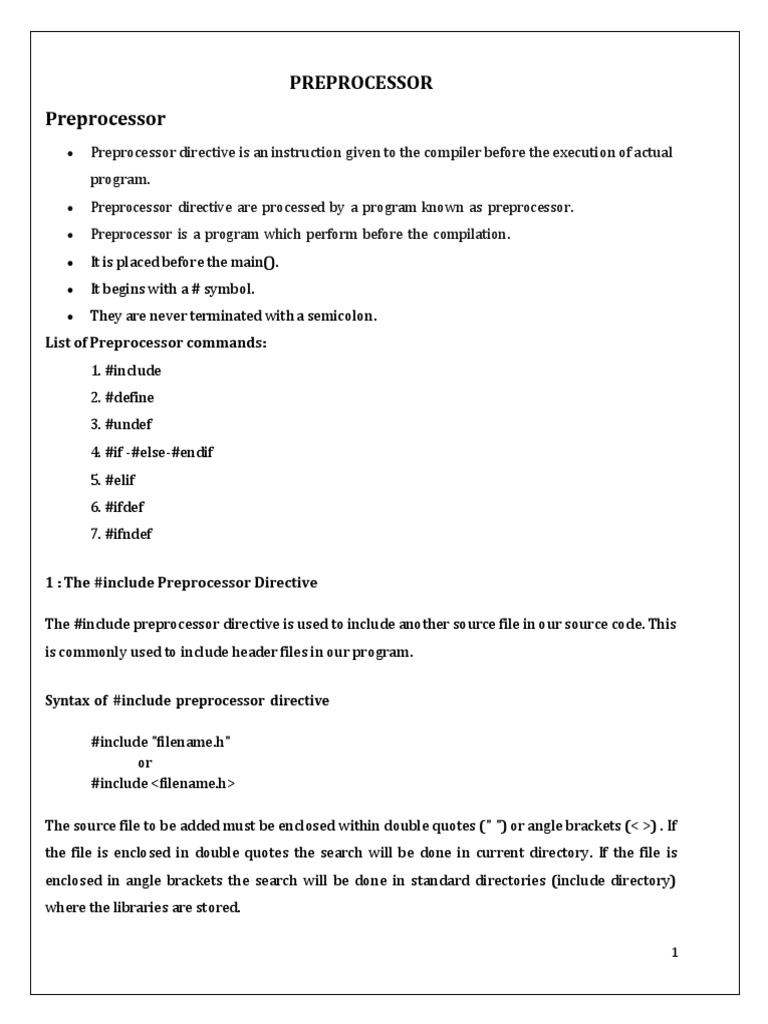Preprocessor Preprocessor: List of Preprocessor Commands | PDF | Parameter (Computer Programming ...