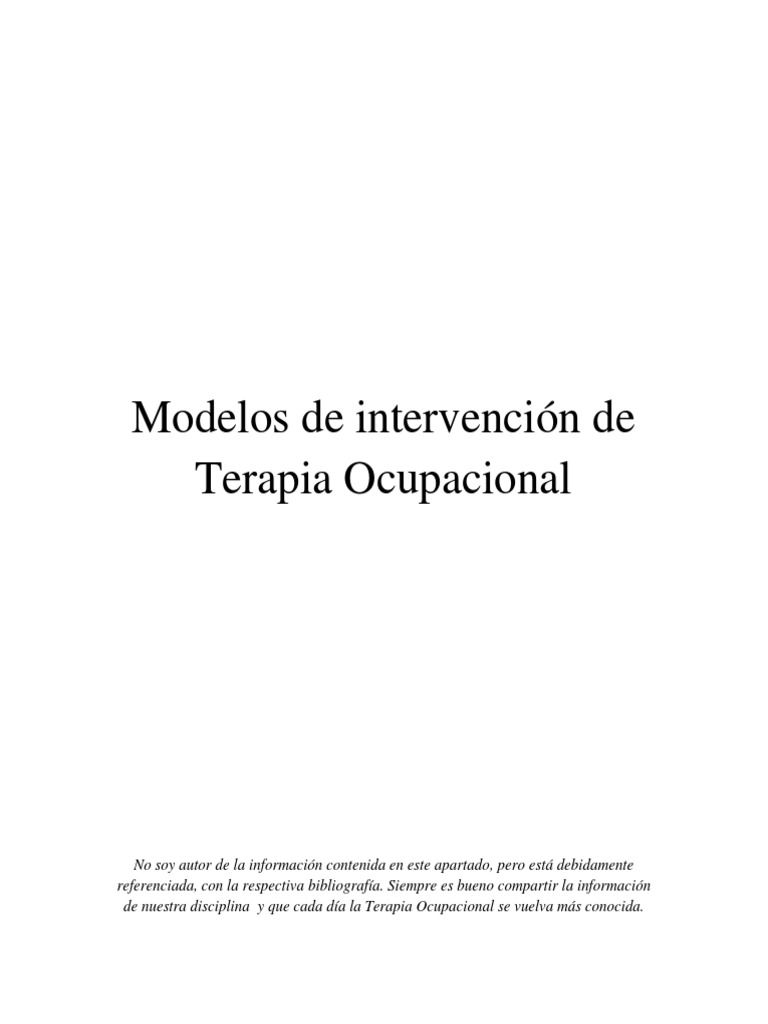 Modelos de Terapia Ocupacional | PDF | Contracción muscular | Aprendizaje