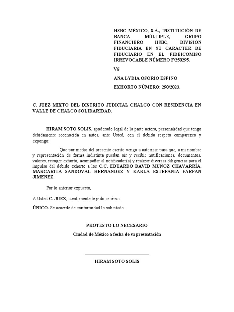 Exhorto Judicial de HSBC México | PDF