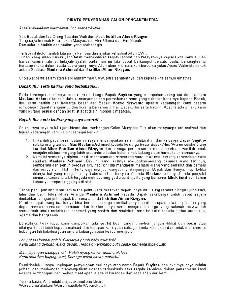 Pidato Penyerahan Calon Pengantin Pria | PDF